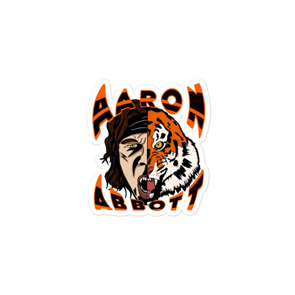 Aaron Abbott “Tiger Face” Bubble-free stickers – Brainbuster Tees